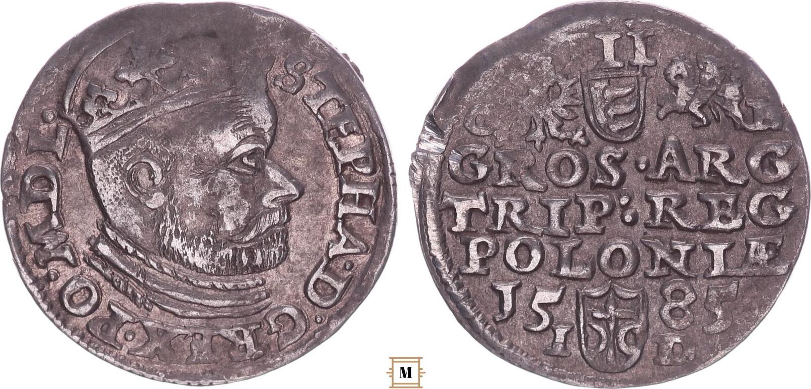 Poland 3 groschen 1585 Stephan Bathory, Olkusz | MA-Shops