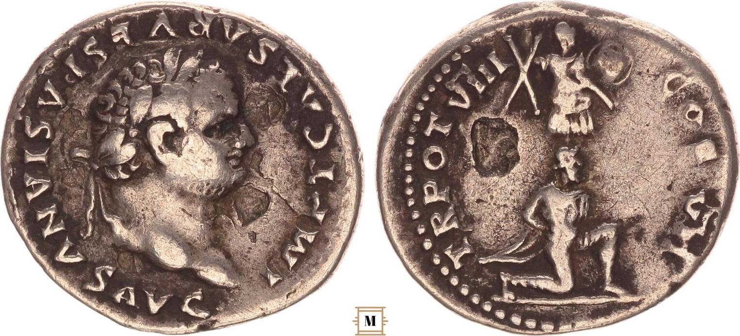 Roman Empire AR denarius 69-79 Titus as Caesar, Judea Capta ...