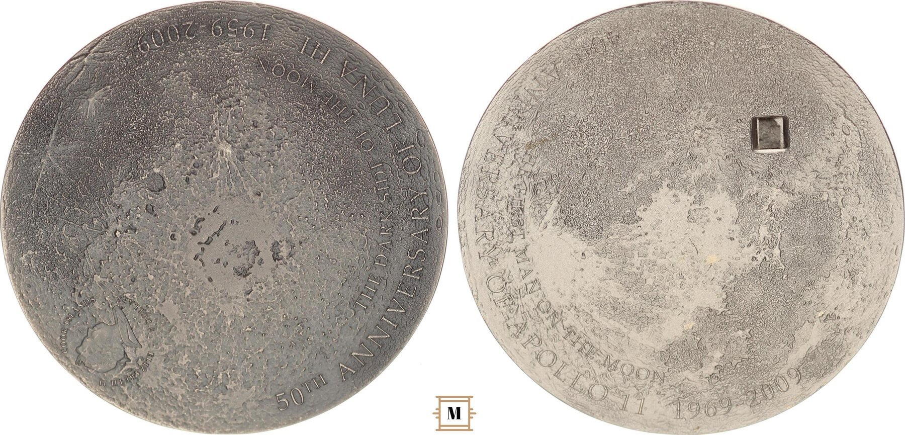 Cook Islands 5 dollars 2009 40th-50th Anniversary, Moon Meteorite ...