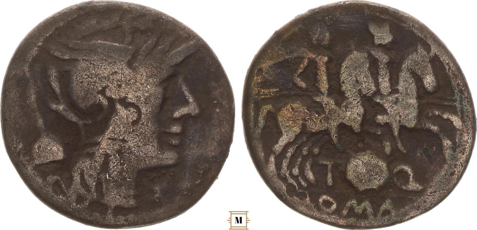 Roman Republic AR denarius 126 BC T. Quinctius Flamininus, Dioscuri ...