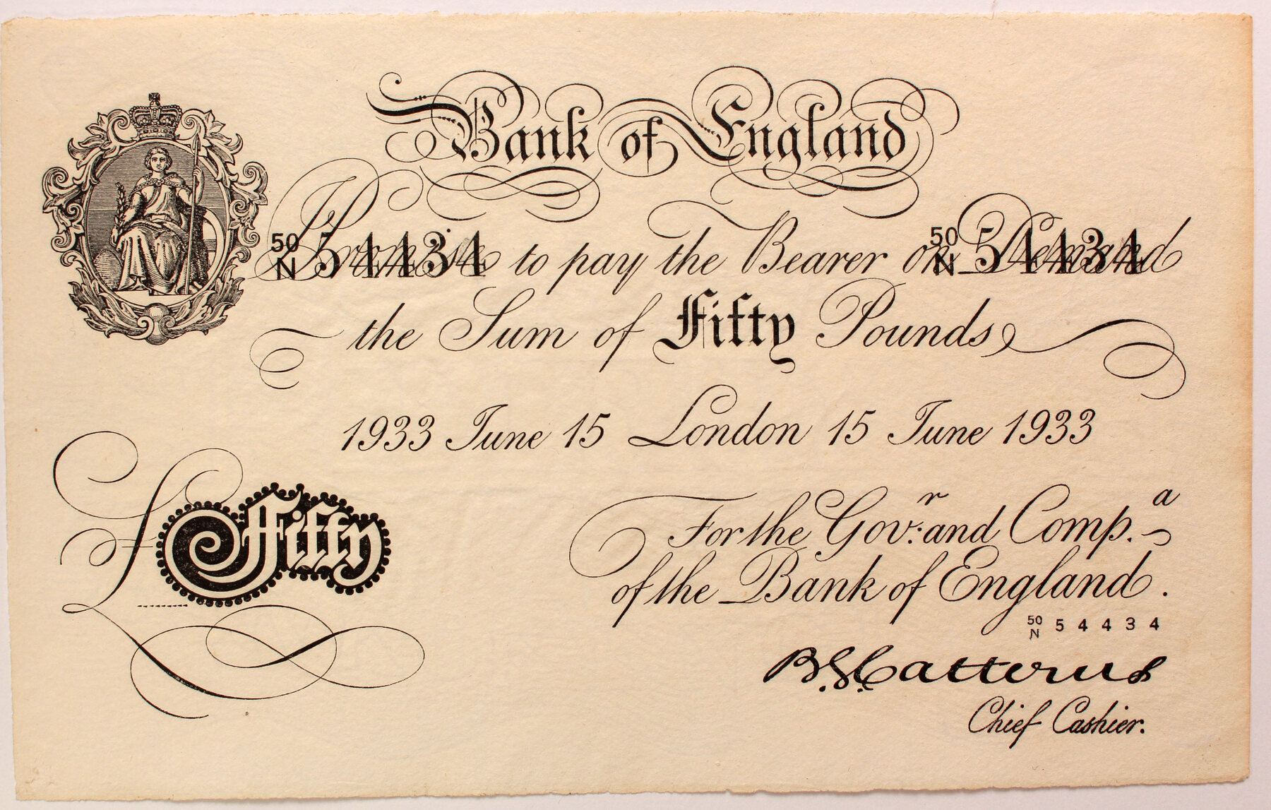 UK / Great Britain 50 pounds 1933 London Operation Bernhard UNC | MA-Shops