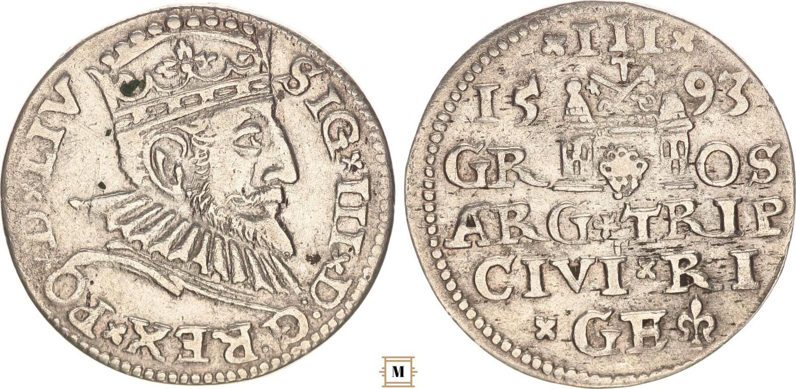 Poland 3 groschen 1593 Sigismund III., Riga | MA-Shops