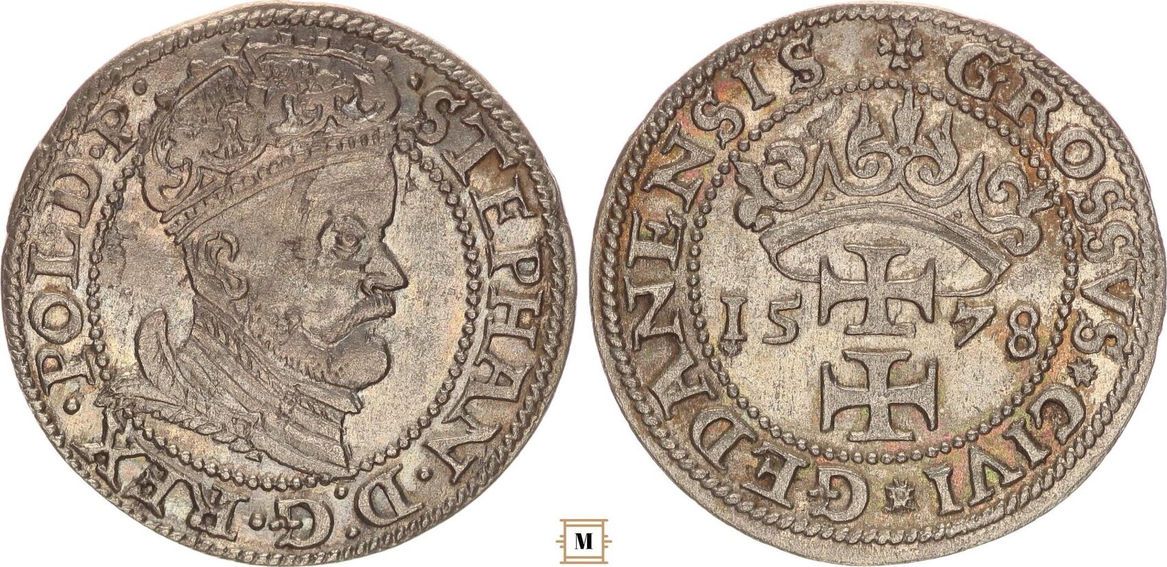 Poland groschen 1578 Stephan Bathory, Danzig, R! wavy flan | MA-Shops