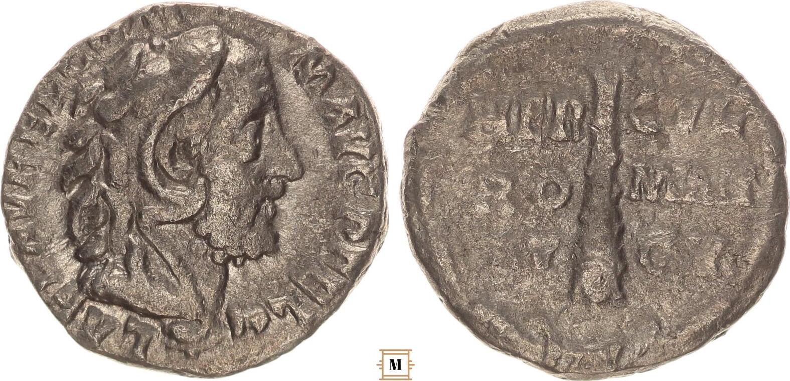 Roman Empire AR denarius 177-192 Commodus, Head of Commodus as Hercules ...