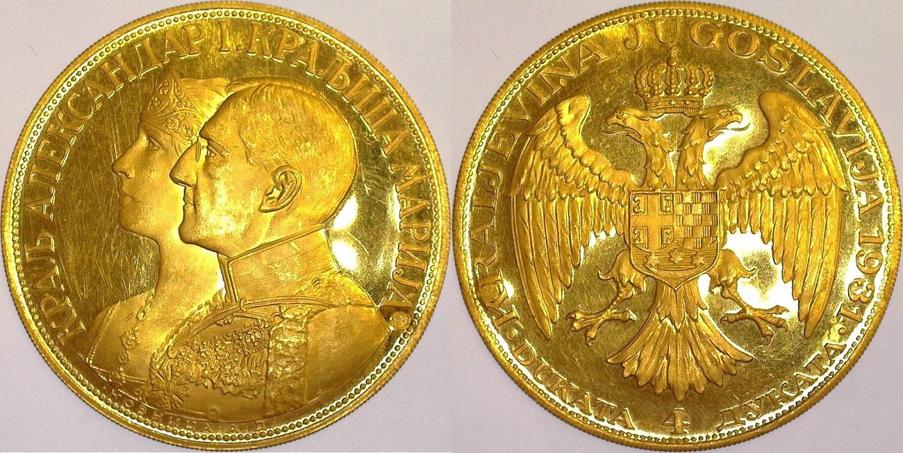 Yugoslavia 4 Dukat 1931-birds Alexander I and Maria vz | MA-Shops