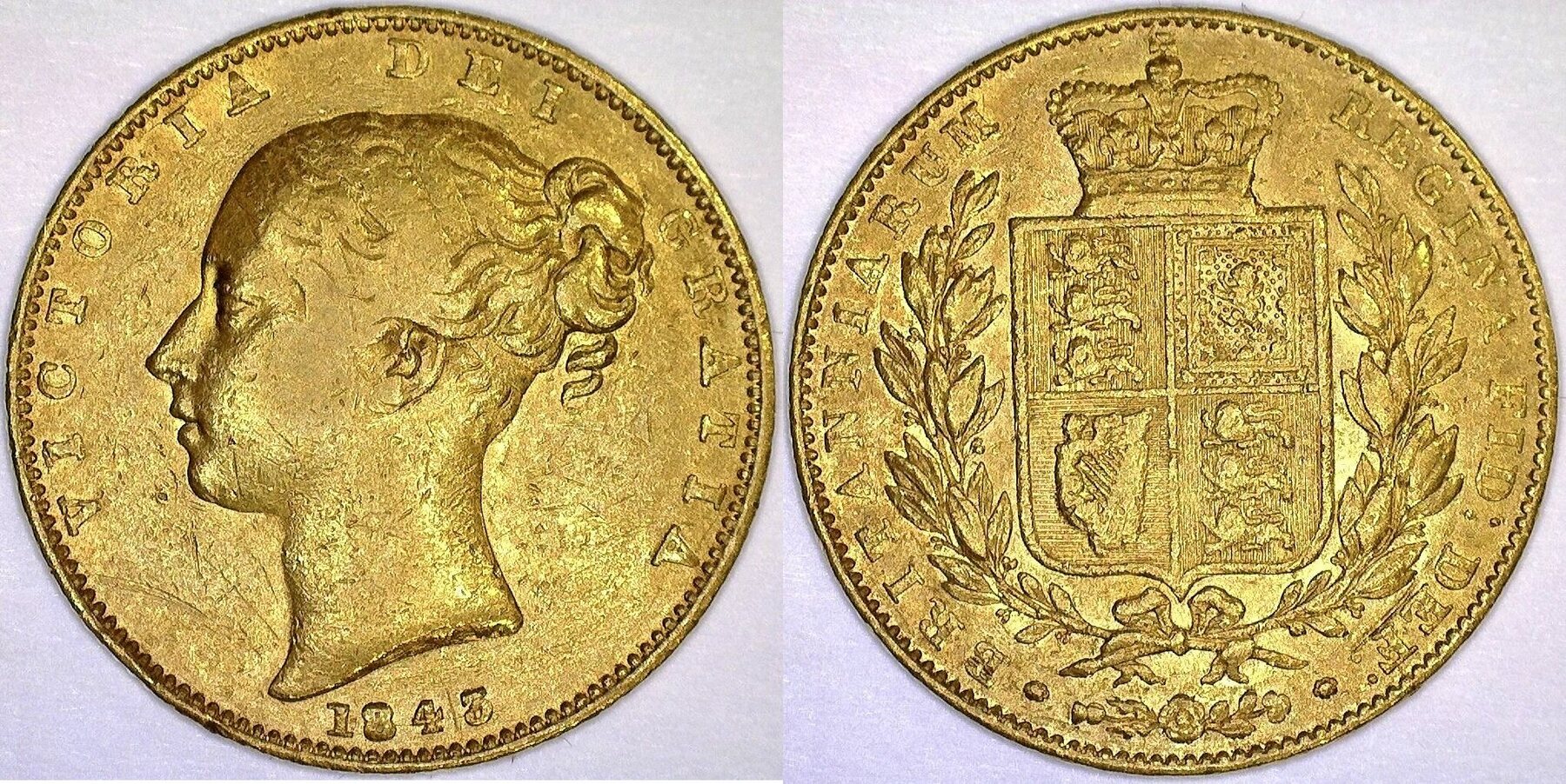 Great Britain 1 Sovereign 1843 Victoria 1st portrait; Shield s | MA-Shops