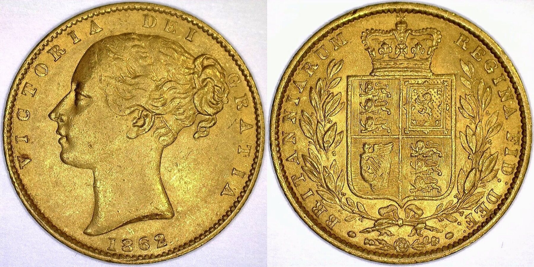 Great Britain 1 Sovereign 1862 Victoria 1st portrait; Shield ss | MA-Shops