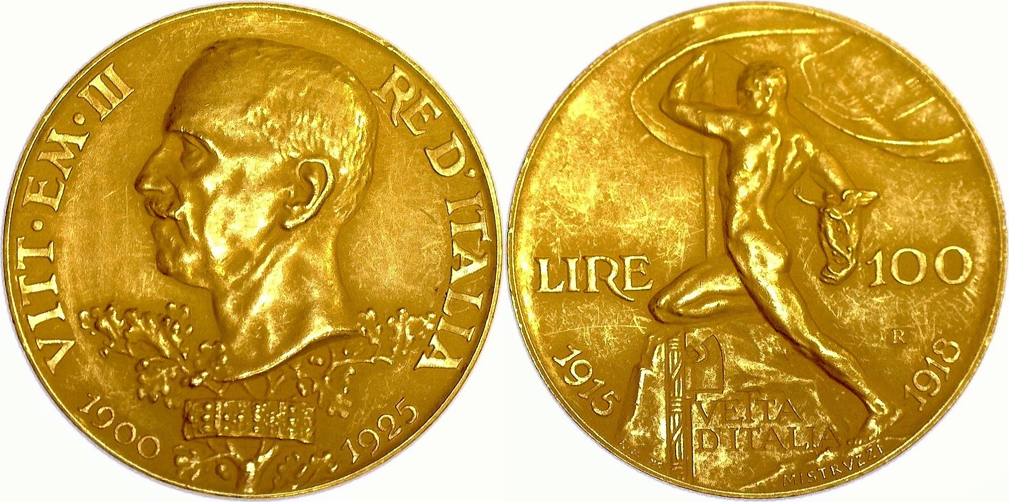 Italy 100 Lire 1925 Vittorio Emanuele III Anniversary of Reign ss | MA-Shops