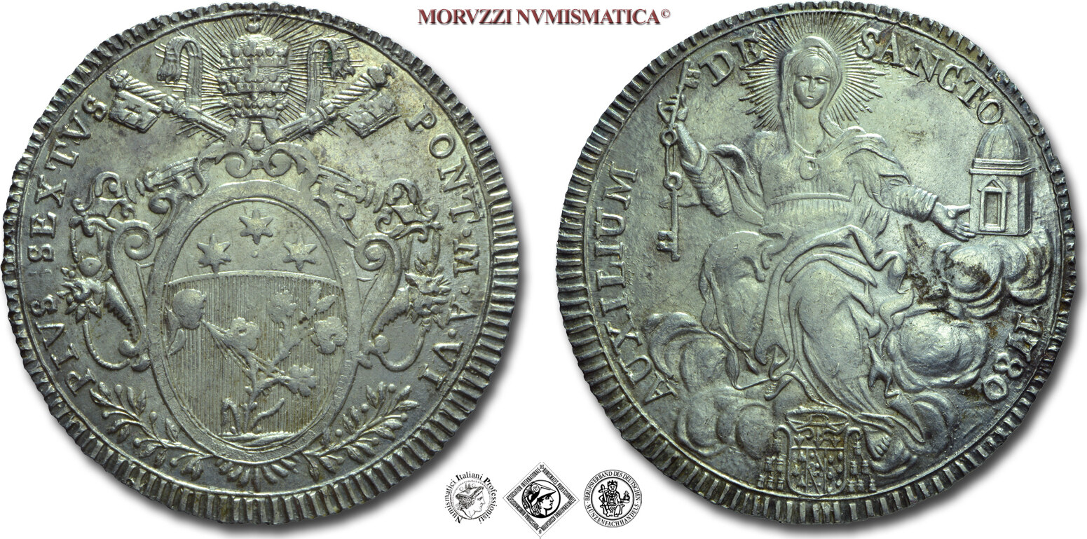Papal States / Kirchenstaat SCUDO ROMANO 1780 A VI Papst Pius VI ...