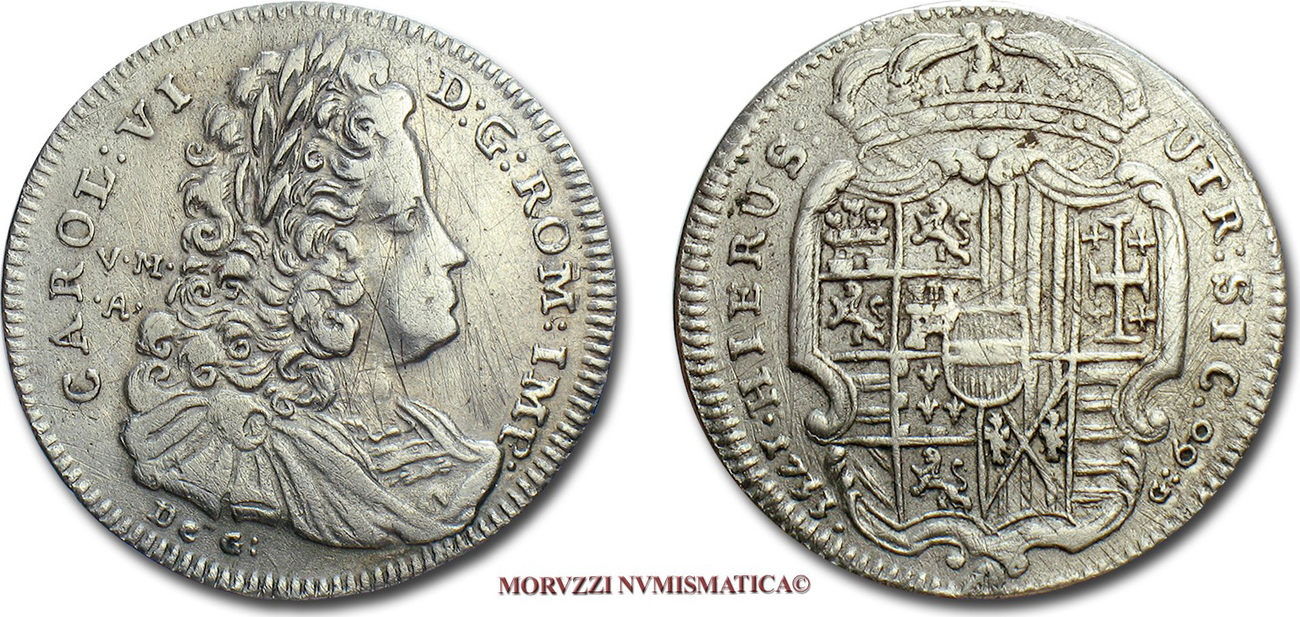 Kingdom of Naples / Königreich Neapel 60 GRANA 1733 Karl VI. (HRR) Sehr ...