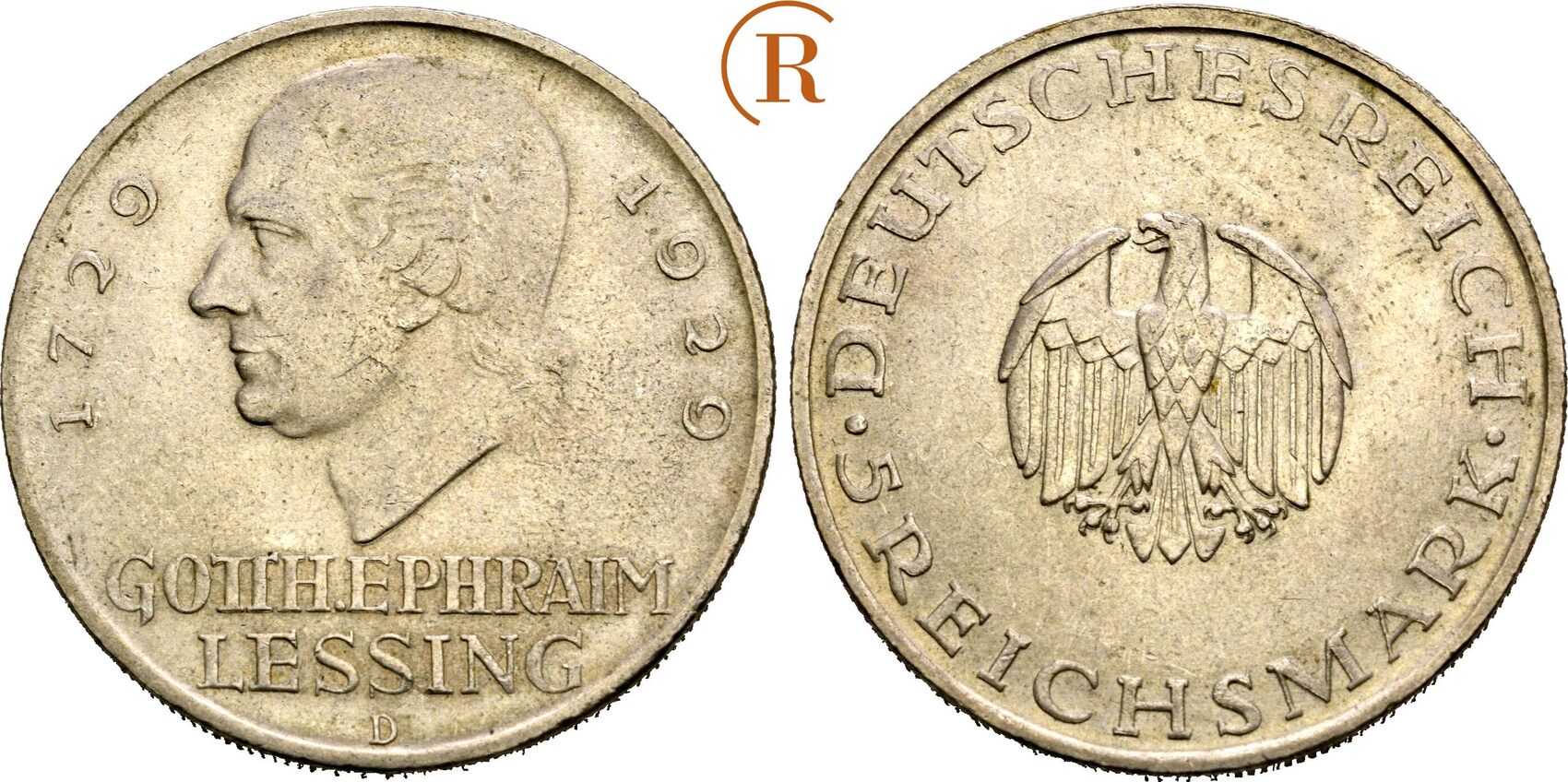 WEIMARER REPUBLIK Gedenkprägungen 5 Mark "Lessing" 1929 D Vorzüglich ...