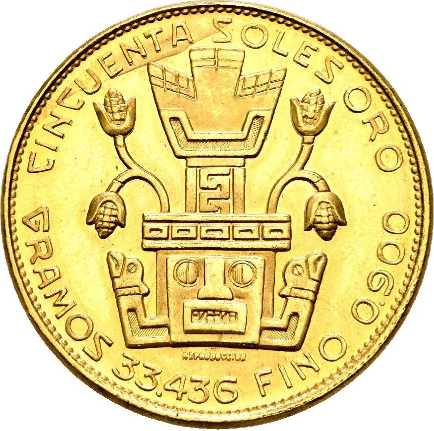 PERU REPUBLIK Seit 1822 50 Soles 1967, Lima Gold. Fast Stempelglanz ...