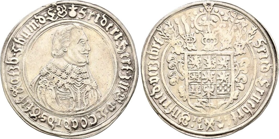 BRAUNSCHWEIG LÜNEBURG CELLE Friedrich, 1636-1648 Taler 1641 LW, Clausthal Feld der Vorderseite ...