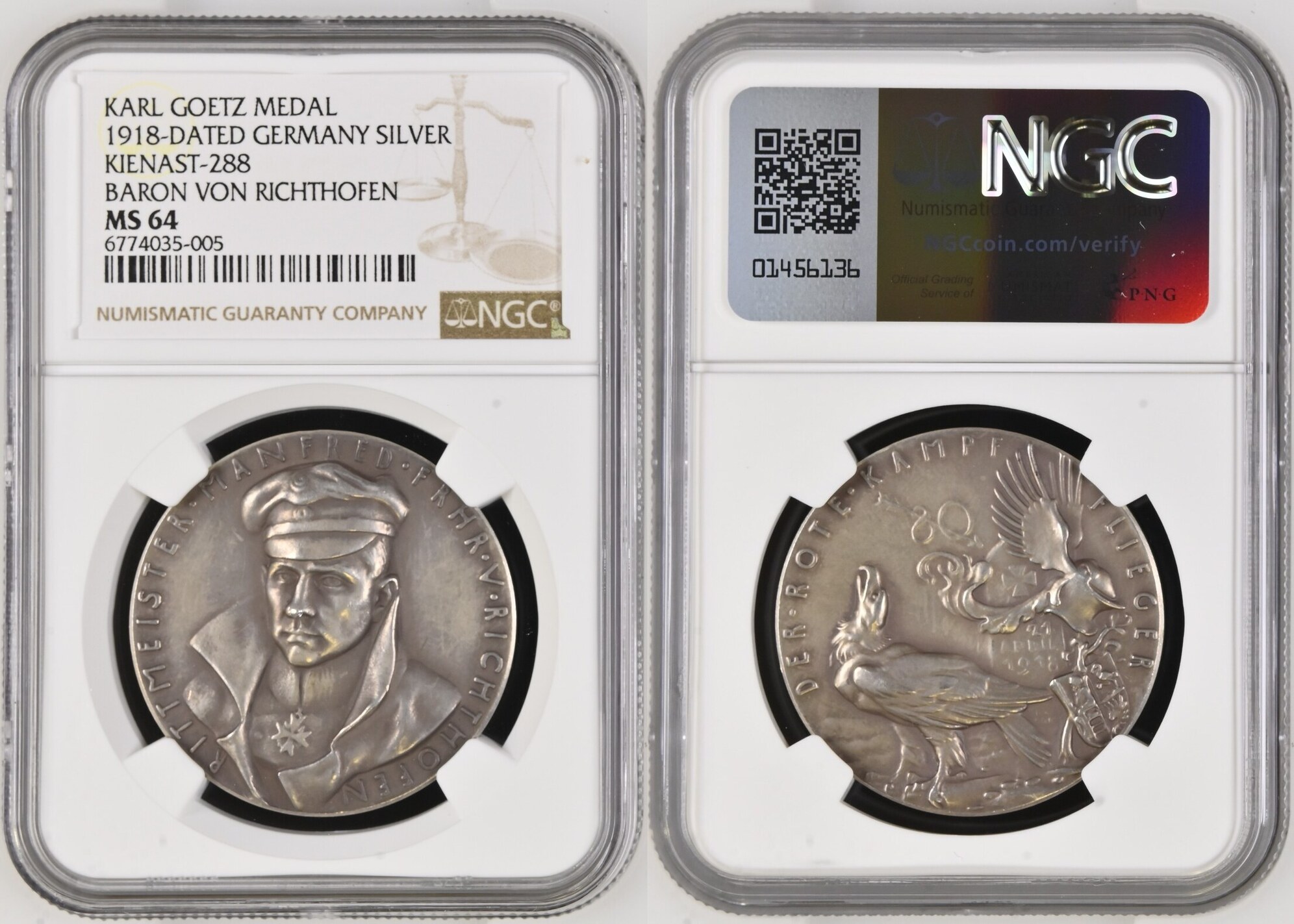 GOETZ, KARL, * 1875 Augsburg, † 1950, München Silbermedaille 1918 NGC ...