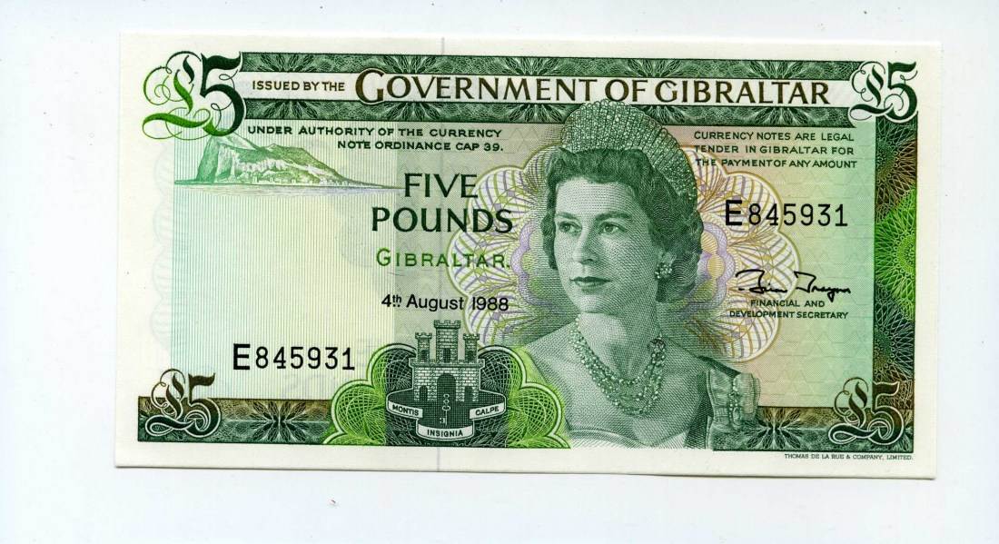 Gibraltar, 5 Pounds, 1988, I, | MA-Shops