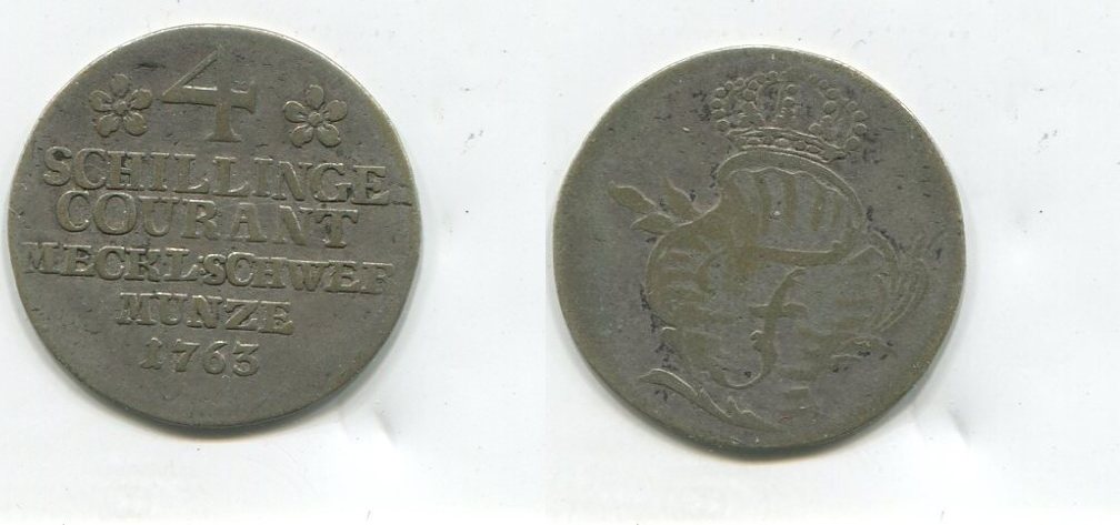 Mecklenburg Schwerin, 4 Schilling 1763 Friedrich 1756-1785, f.ss, | MA-Shops