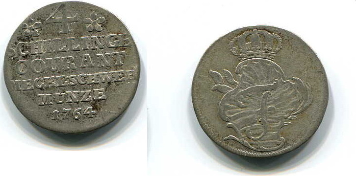 Mecklenburg-Schwerin, 4 Schilling 1764 Friedrich 1756-1785, ss | MA-Shops