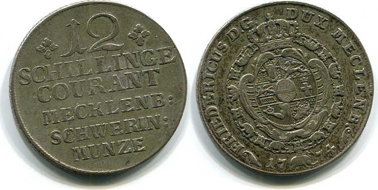 Mecklenburg-Schwerin, 12 Schilling 1774 Friedrich 1756-1785, ss | MA-Shops