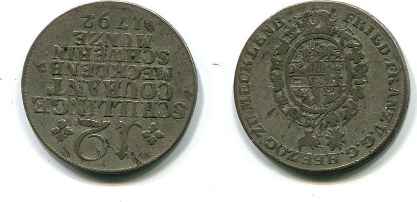 Mecklenburg-Schwerin, 12 Schilling 1792 Friedrich Franz I. 1785-1837, ss | MA-Shops