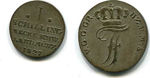 Mecklenburg-Schwerin Schilling 1827 Friedrich Franz I. 1785-1837, ss/vz | MA-Shops