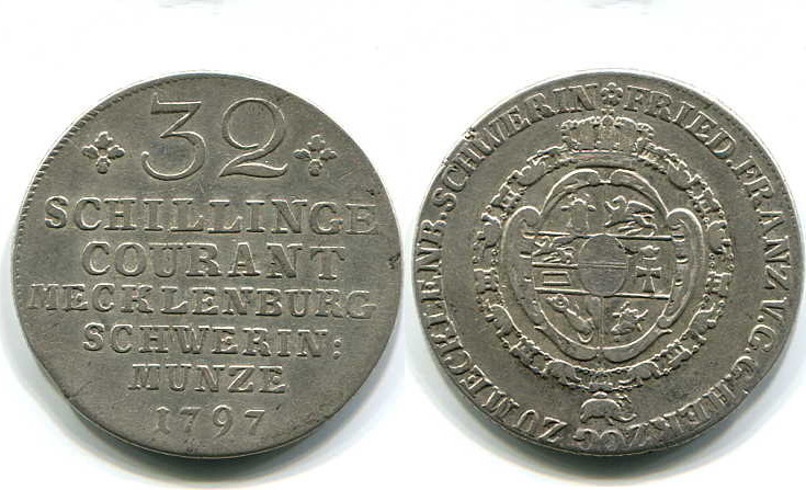 Mecklenburg Schwerin, 32 Schilling 1797 Friedrich Franz I. 1785-1837, ss | MA-Shops