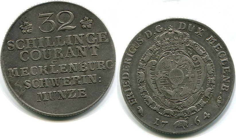 Mecklenburg Schwerin, 32 Schilling 1764 Friedrich 1756-1785, ss | MA-Shops