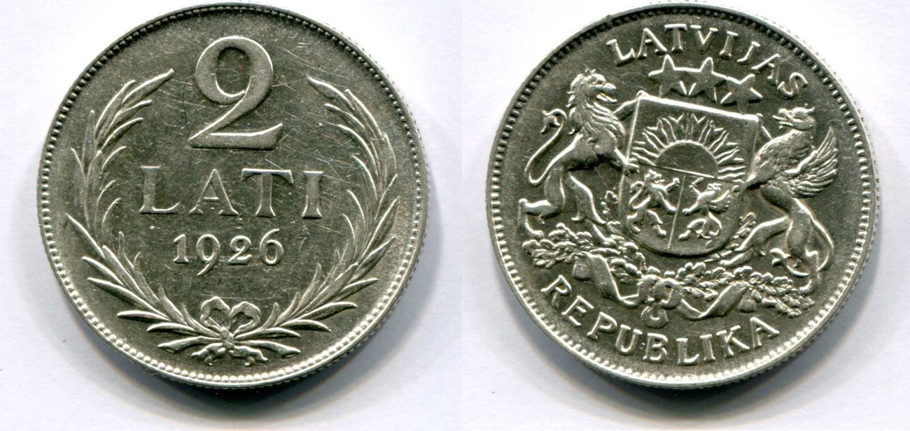 Lettland 2 Lati 1926 ~ ~ Latvija ~ vz | MA-Shops