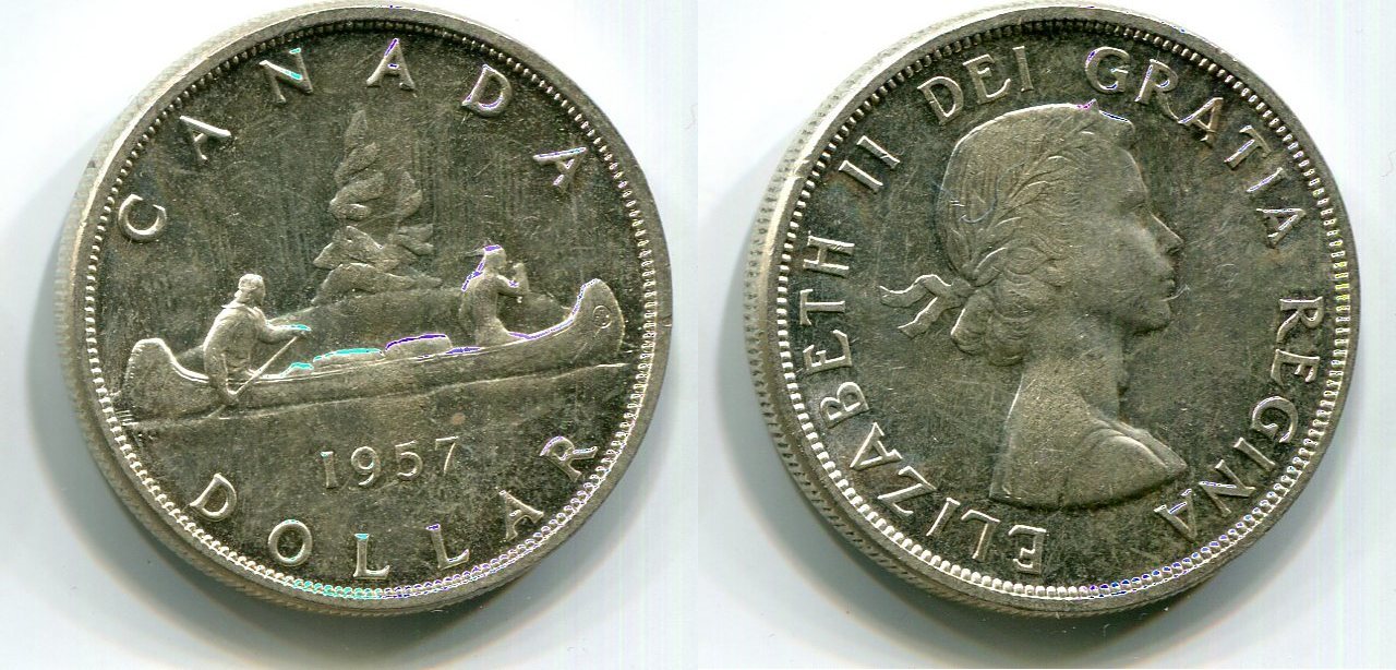 Canada / Kanada 1 Dollar 1957 ~ Elizabeth II. / Kanu ~ vz+ | MA-Shops