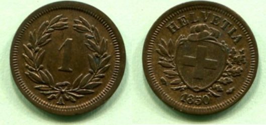 Schweiz, 1 Rappen 1850A vz | MA-Shops