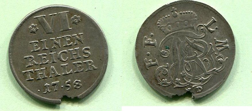Fulda, 1/6 Taler 1758N.D. Adelbert II.vonWalderdorf 1756-1759, ss ...