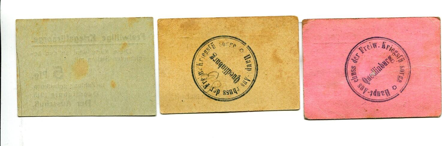 Sachsen-Anhalt 5 Pfg. 20 Pfg. 50 Pfg. 1915 Quedlinburg, I/II- | MA-Shops