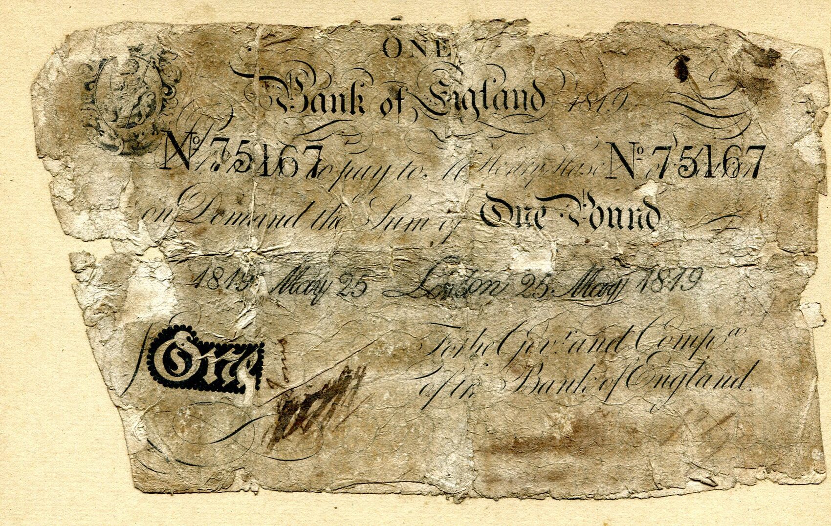 Großbritannien, One Pound 1819 gebraucht/Belegstück | MA-Shops