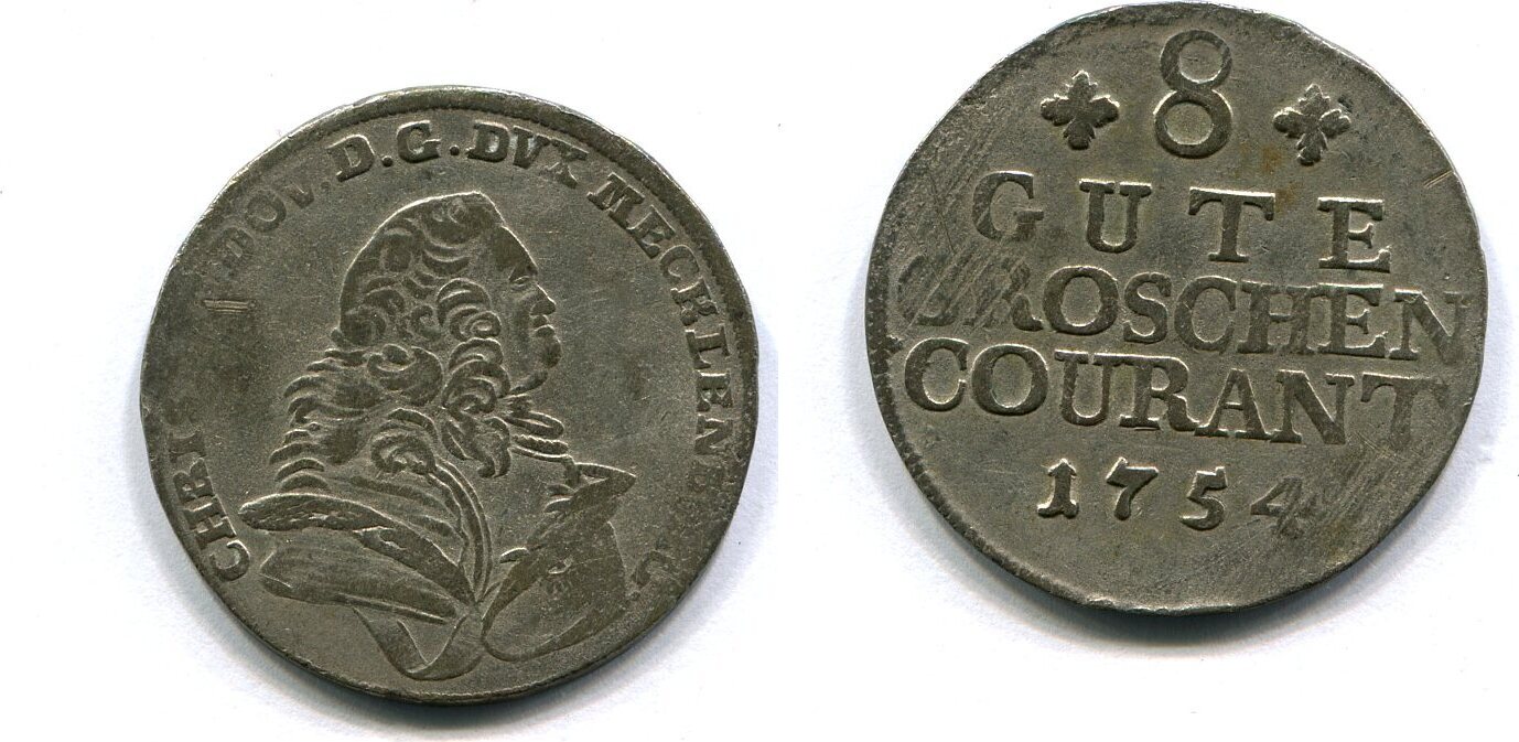 Mecklenburg/Schwerin, 8 Gute Groschen 1754 Christian Ludwig 1747-1756 ...