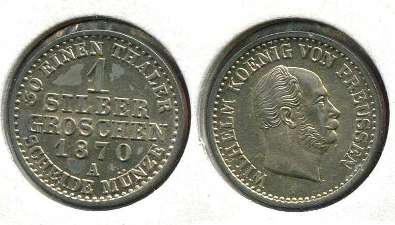 Brandenburg/Preussen, 1 Silber-Groschen 1870A Wilhelm I.1861-1888, vz ...