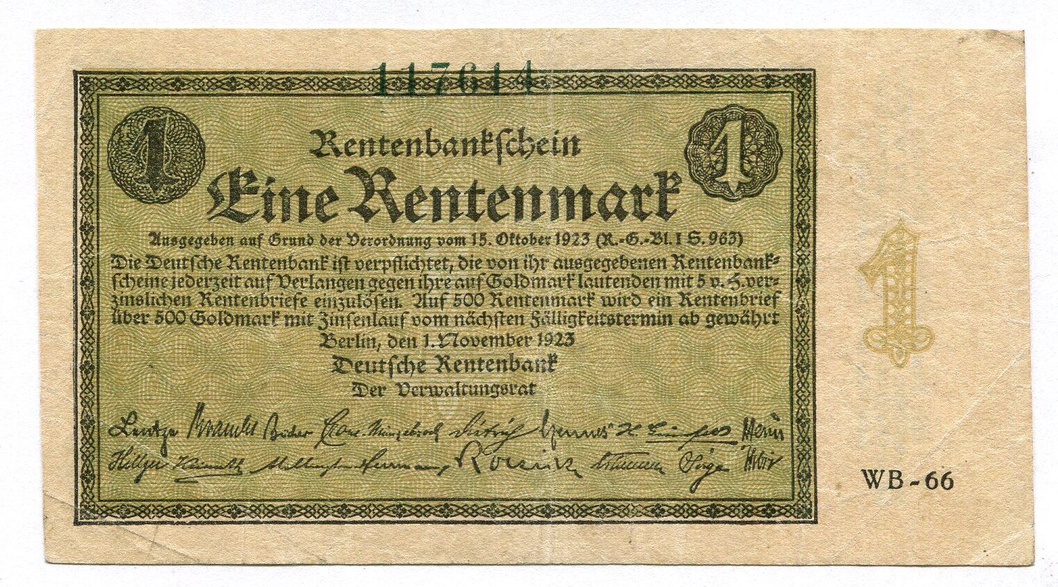Deutschland, 1 Rentenmark 1.11.1923 III+ | MA-Shops