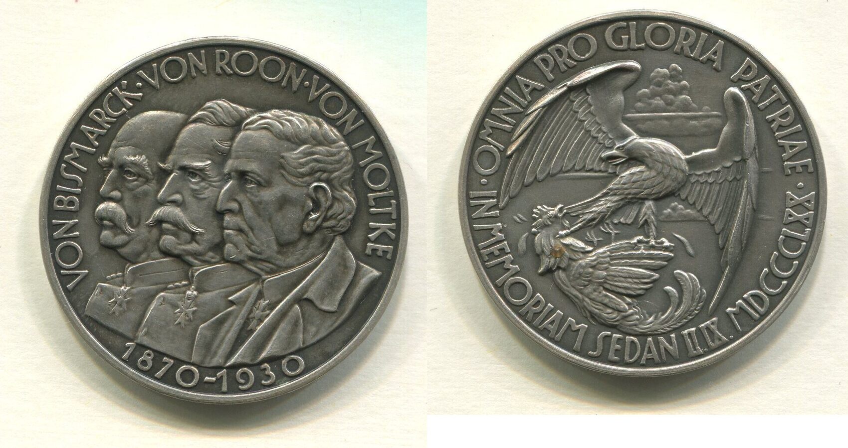 Deutschland, Ag.Medaille 1930 Bismark,v.Roon u.Moltke, vz-matt. | MA-Shops