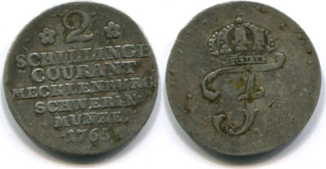 Mecklenburg/Schwerin, 2 Schilling 1765 Friedrich 1756-1785, ss | MA-Shops