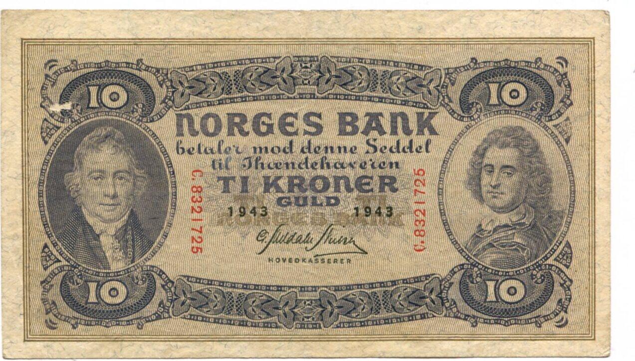 Norwegen 10 Kroner 1943c III MA Shops