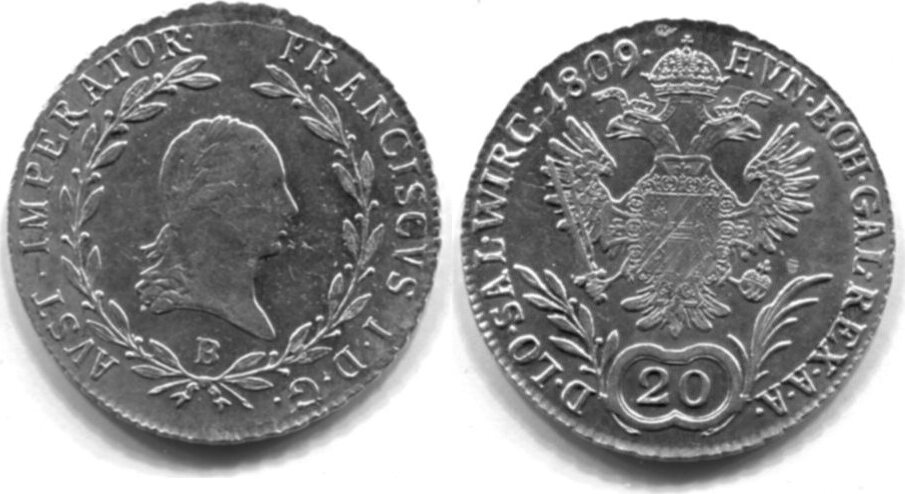 RDR/Österreich, 20 Kreuzer 1809B Franz II.(I.) 1792-1806-1835, vz | MA ...