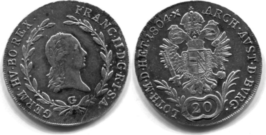 RDR/Österreich, 20 Kreuzer 1804G Franz II.(I.) 1792-1806-1835, vz | MA-Shops