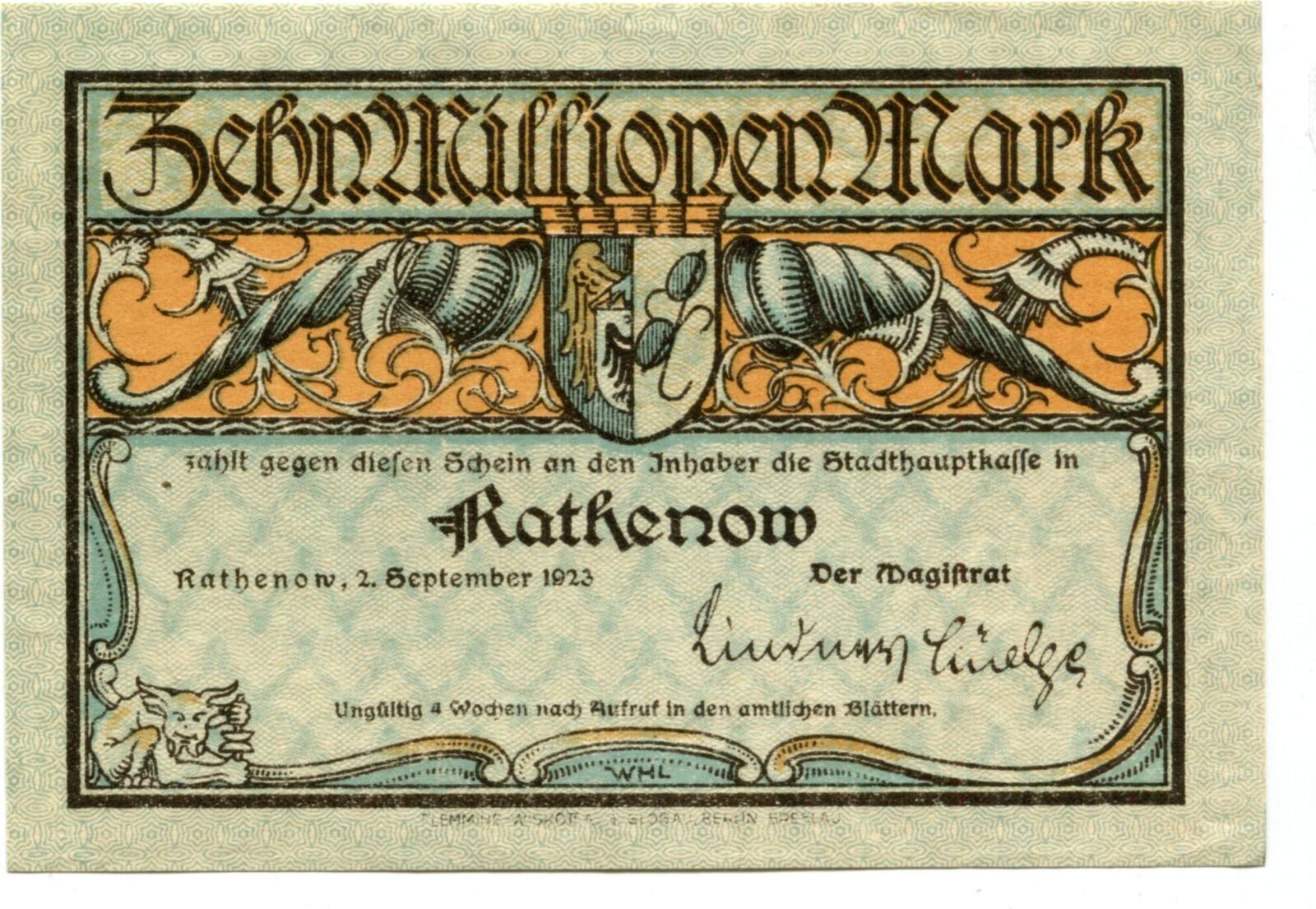 Brandenburg 10 Mio. Mk. 2.9.1923 Rathenow, I/I- | MA-Shops