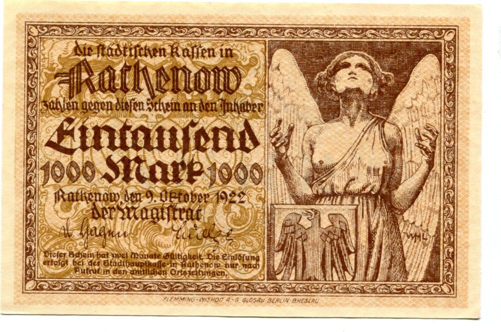 Brandenburg 1000 Mk. 9.10.1922 Rathenow, I/I- | MA-Shops