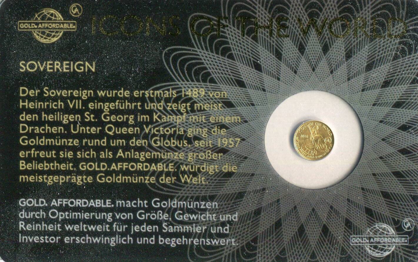 Ruanda 10 Amafaranga 2017 ~ Sovereign - 1/200 Unze Feingold Coincard ...