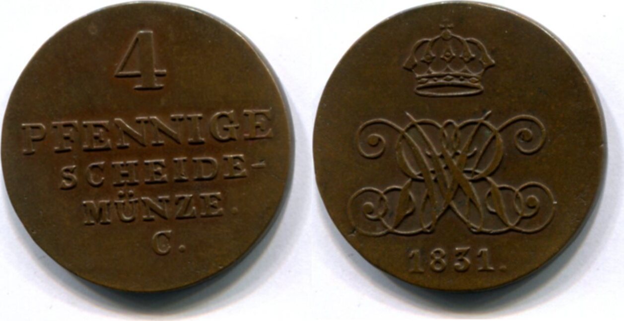 Hannover, 4 Pfennig 1831c Wilhelm IV.1830-1837, ss/vz | MA-Shops