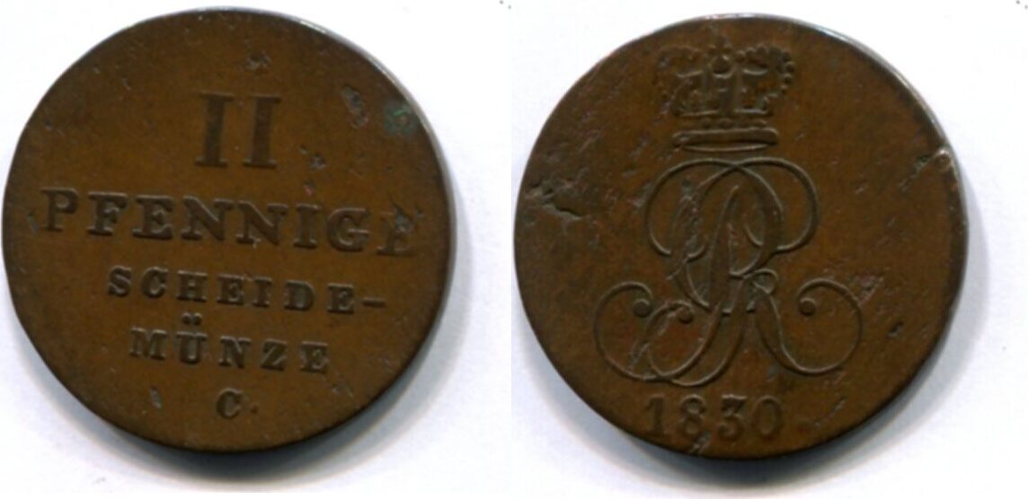 Hannover, 2 Pfennige 1830c Georg IV.1820-1830, ss | MA-Shops
