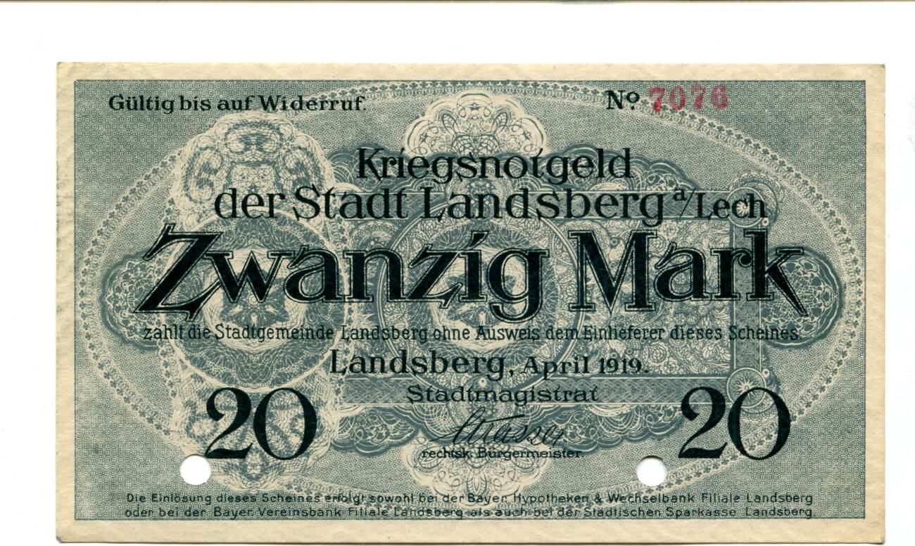 Bayern 20 Mk. April 1919 Landsberg a.Lech, I- | MA-Shops