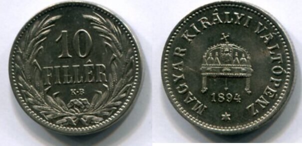 Ungarn 10 Filler 1894 ~ Königreich ~ vz-st | MA-Shops