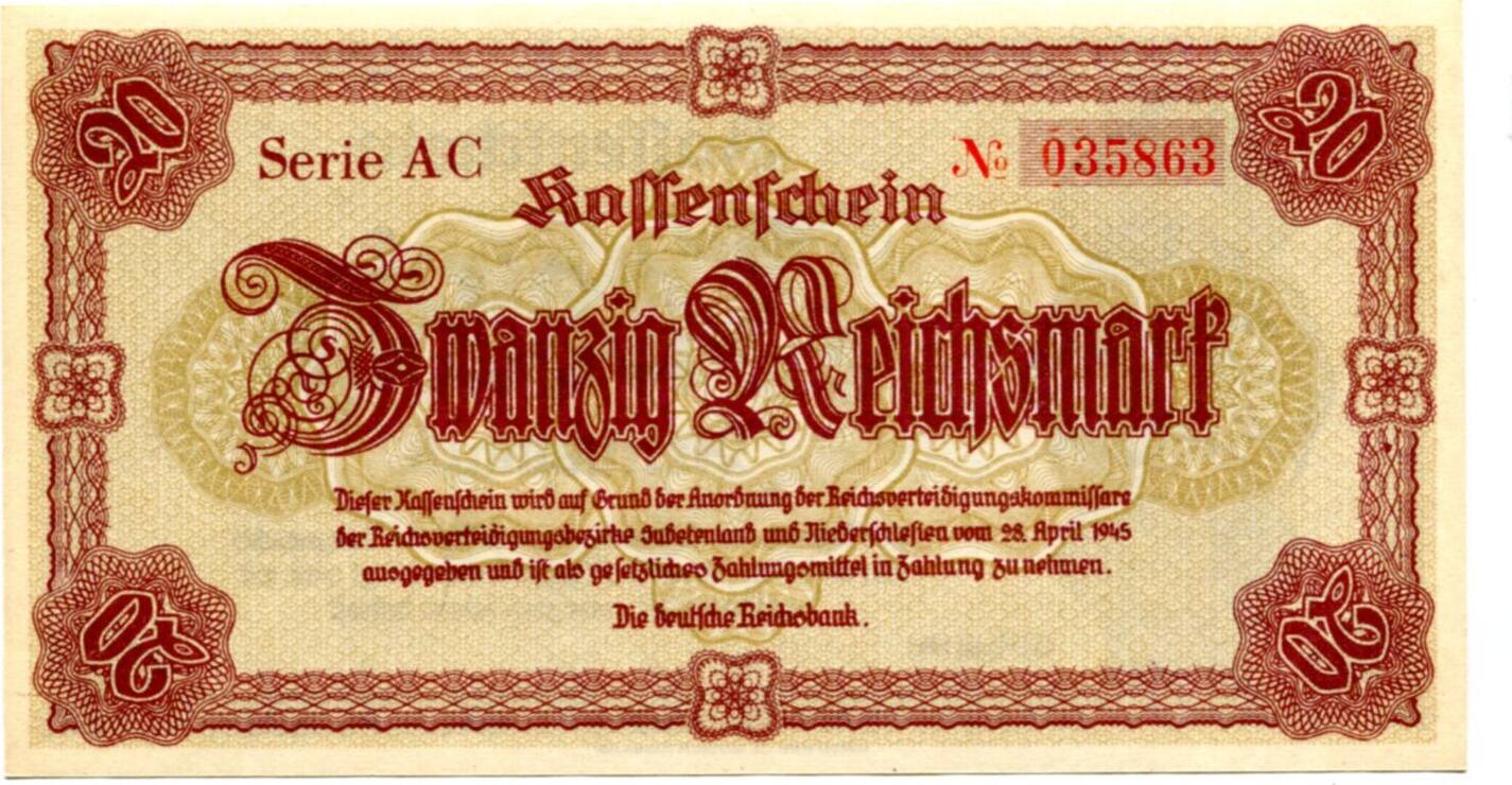 Deutschland 20 Rmk. 28.4.1945 I | MA-Shops