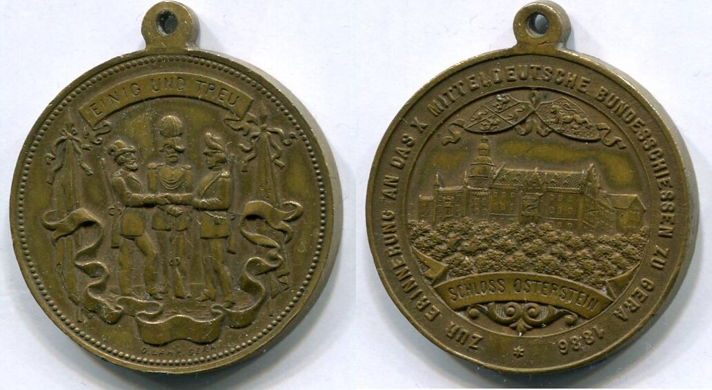 Gera Bronze Schützen Medaille 1886 ~ X. Bundeschiessen ~ ss | MA-Shops