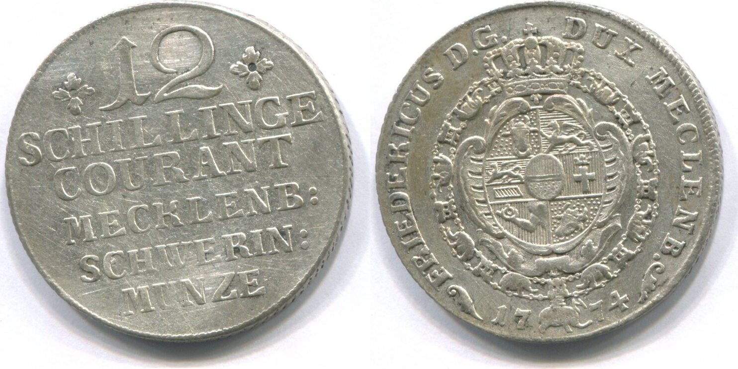 Mecklenburg/Schwerin, 12 Schilling 1774 Friedrich 1756-1785 ss/vz | MA-Shops